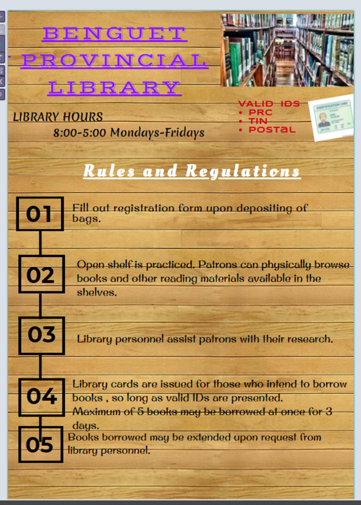Rules and regulations – Benguet Provincial Library