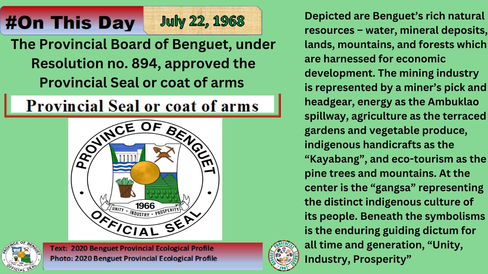 Benguet Provincial Seal or coat of arms – Benguet Provincial Library