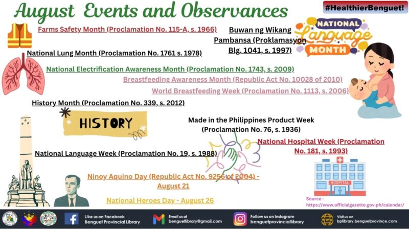 Events and observances for the month of August 2024 – Benguet ...