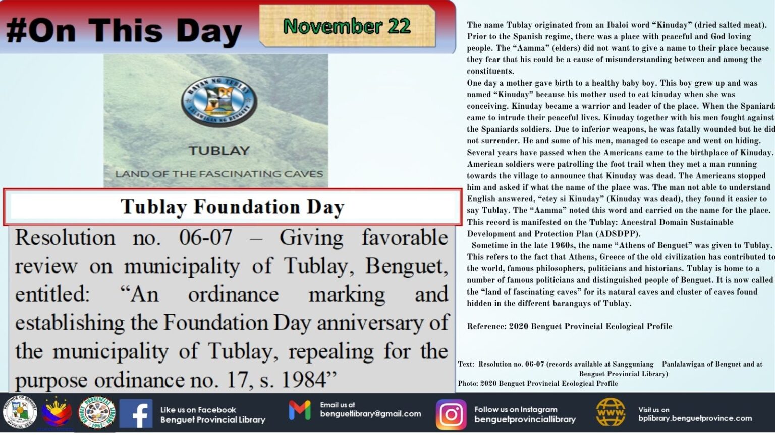 Tublay Foundation Day – Benguet Provincial Library