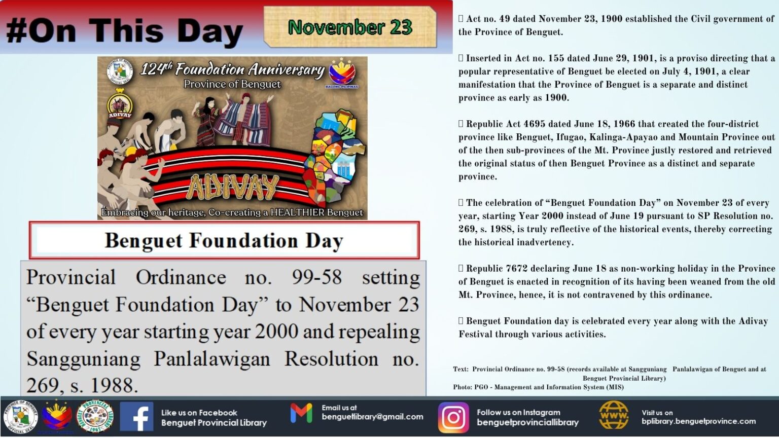 Benguet Foundation Day – Benguet Provincial Library