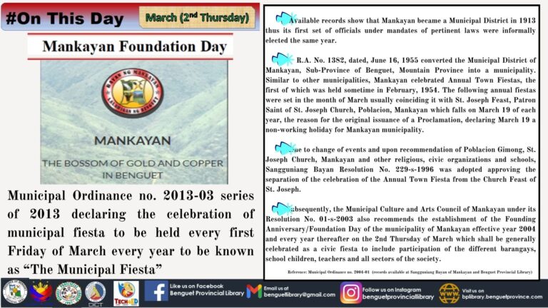 Mankayan Foundation Day – Benguet Provincial Library